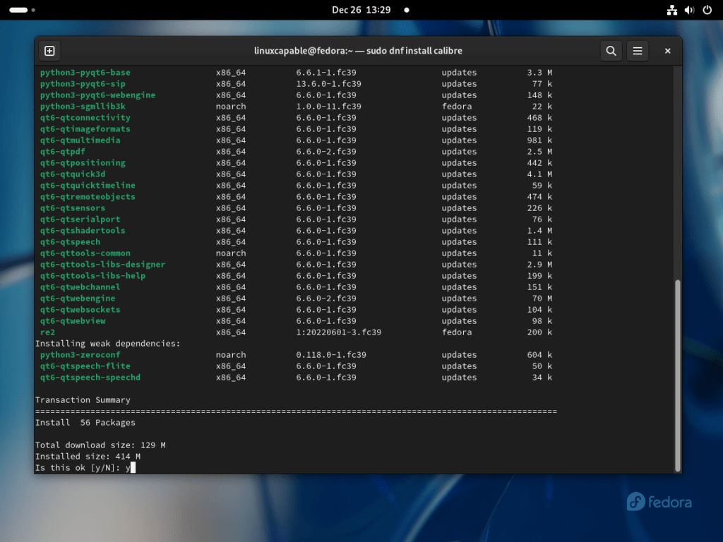 How to Install Calibre on Fedora 40 or 39 - LinuxCapable