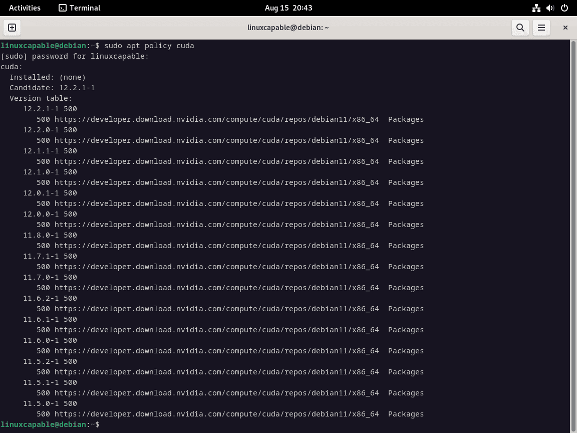 How To Install CUDA Toolkit On Debian 12 11 Or 10 LinuxCapable How To Install CUDA Toolkit On Debian 12 11 Or 10 LinuxCapable